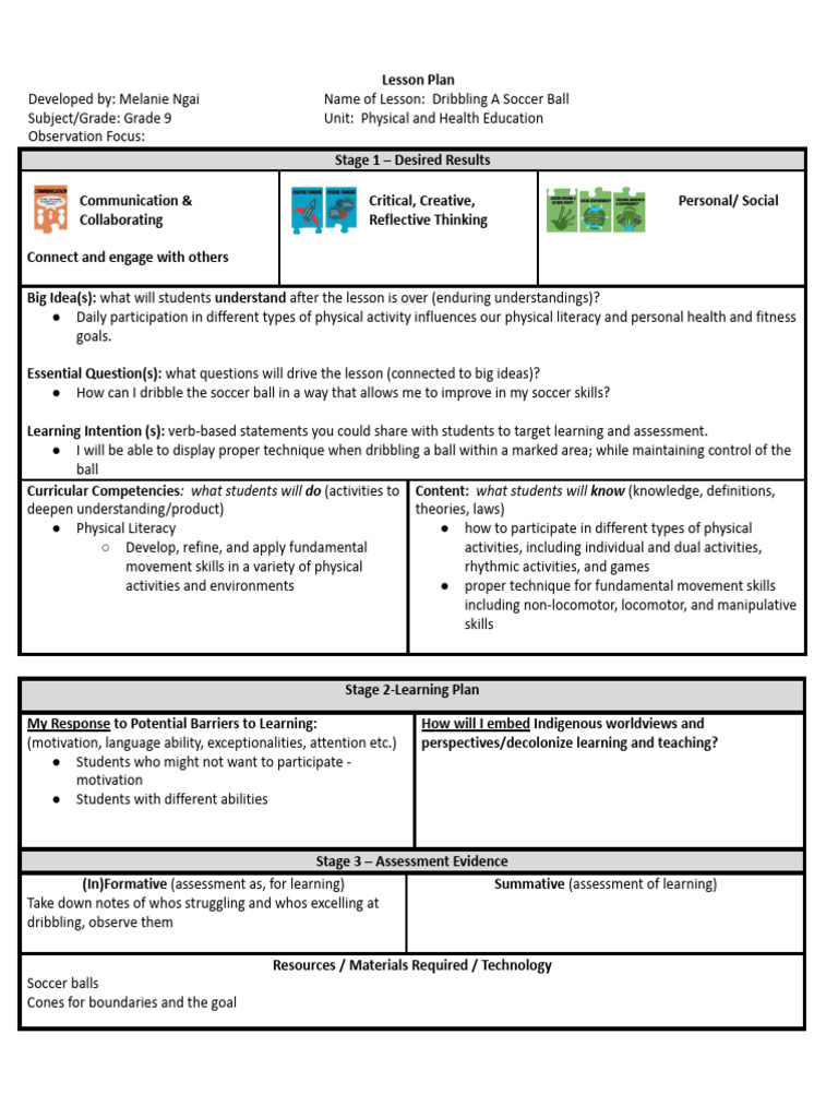Mini Lesson - Soccer Dribbling | PDF | Cognition | Behavior Modification