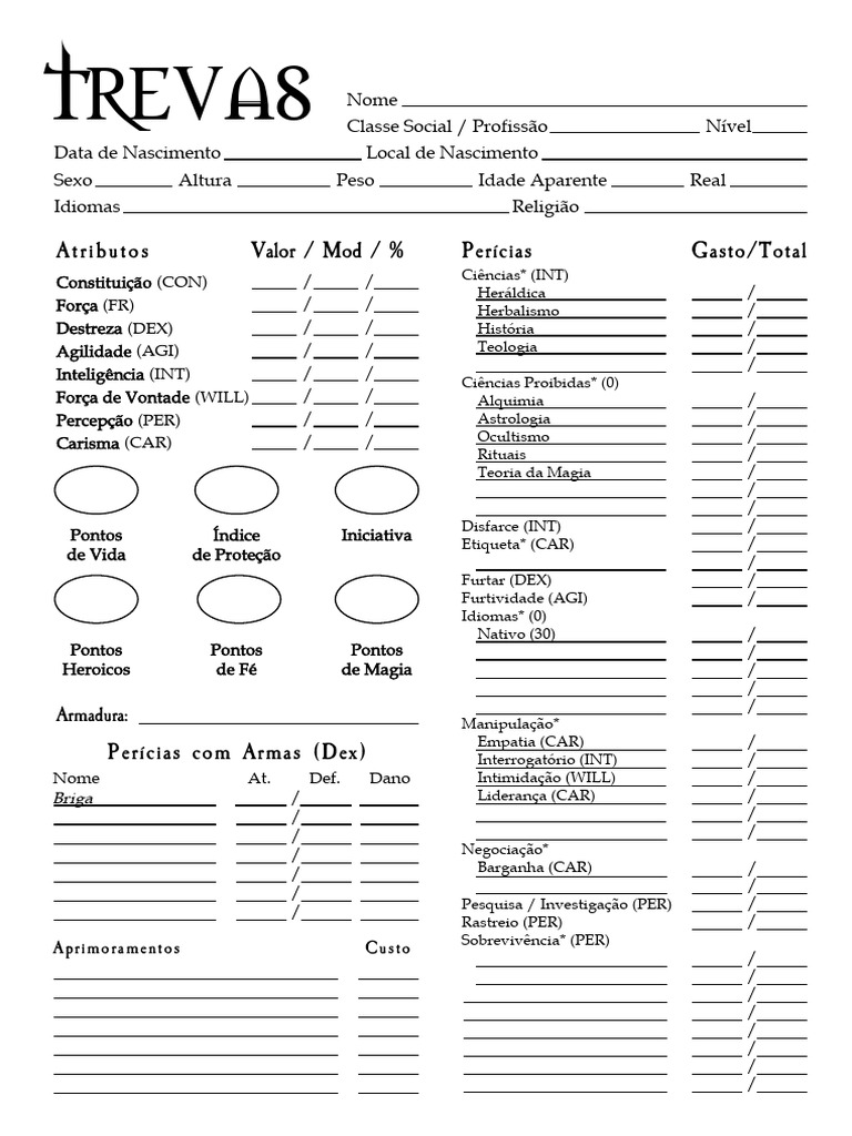 Ficha Trevas 3ed - Corrigida | PDF
