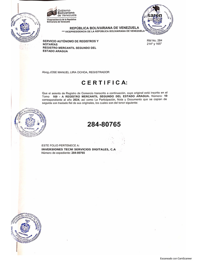 1 Registro Mercantil Inversiones Tecni Servicios Digitales | PDF