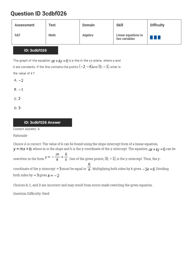 Linear Equations in Two Variables (Level 3) Answer Key | PDF | Equations | Algebra