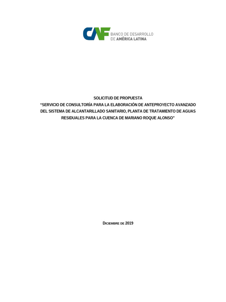 Solicitud de Propuestos Proyecto Saneamiento en Paraguay Dic 2019 | PDF | Alcantarillado ...
