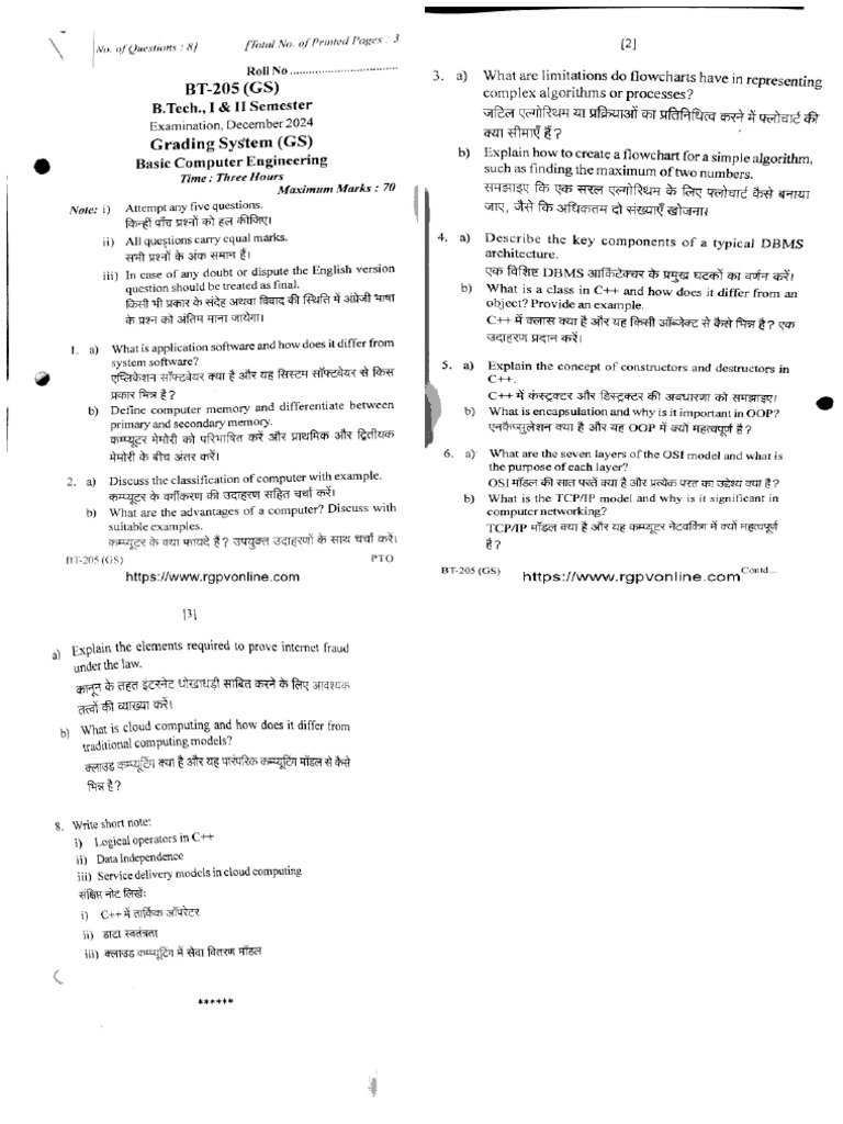 Basic Computer Engineering PYQ | PDF