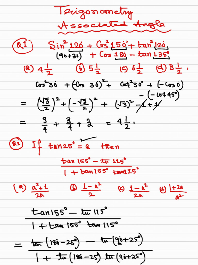 Trigonometry Part1 (Associated+Compound) | PDF