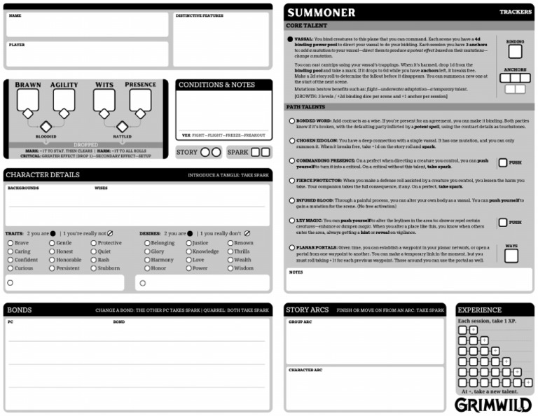 Grimwild Summoner Sheet | PDF