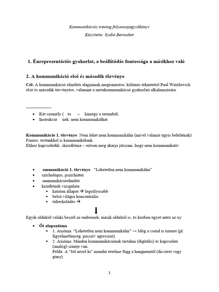 Kommunikációs Tréning - Végleges | PDF