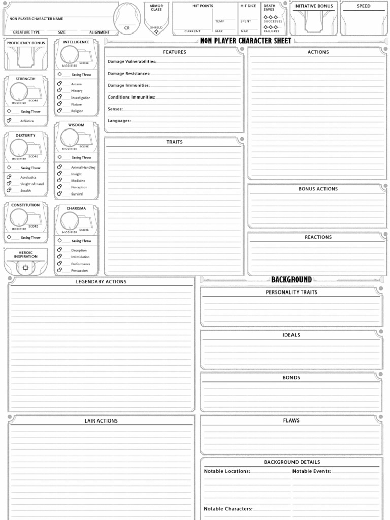 NPC Sheet 1 | PDF