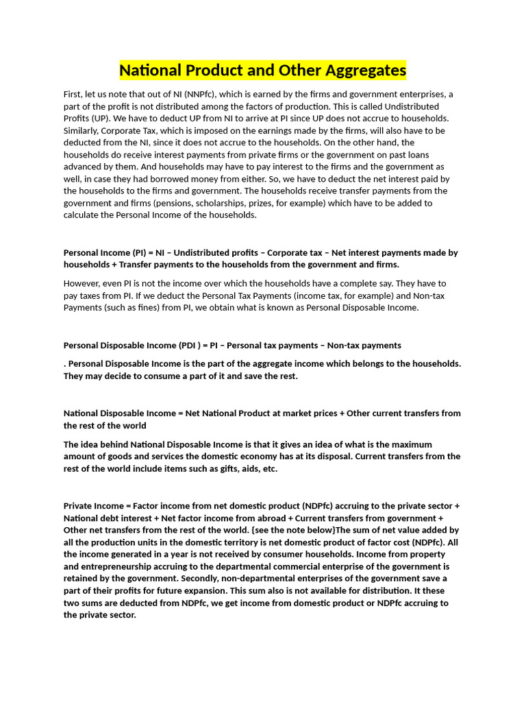 National Income Notes 4 | PDF | Gross Domestic Product | Income