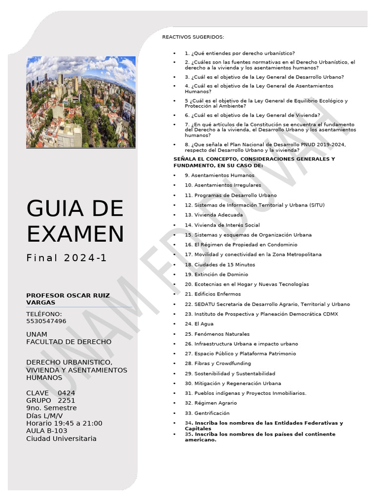 Guia de Examen Final FD Opt Duvah 2024-2001 2251 | PDF | Planificación urbana | Barrio residencial