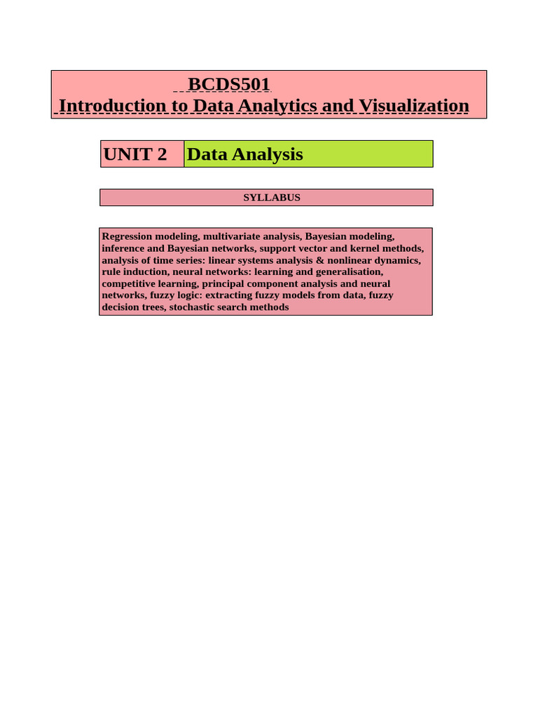 Data Analytics and Visualization Unit-II | PDF | Regression Analysis ...