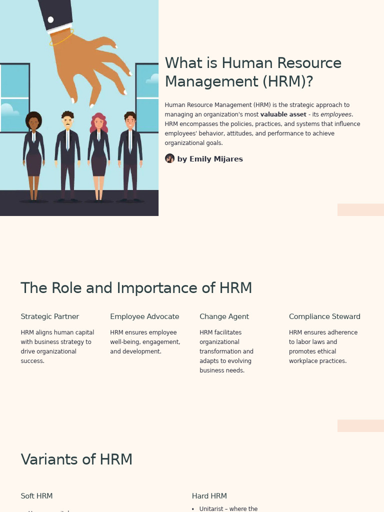 What Is Human Resource Management HRM 1 | PDF | Human Resource ...