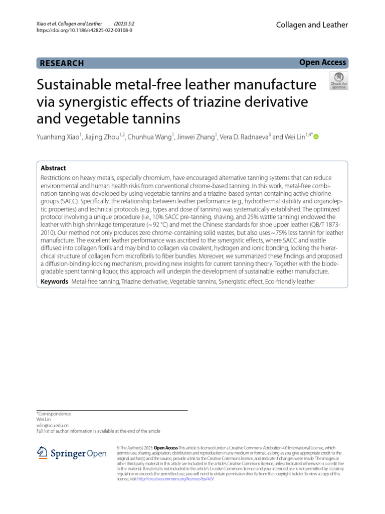 Sustainable Metal-Free Leather Manufacture Via Syn | PDF | Leather ...