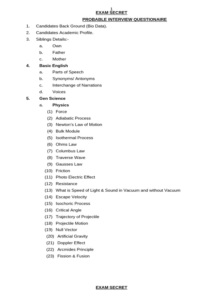 Outline - Initial & ISSB Interview | PDF | Chemical Bond | Physical ...