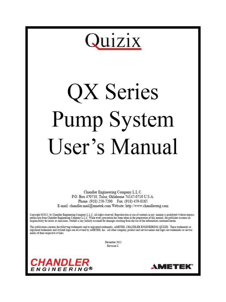 Quizix QX Series Precision Pumps Manual | PDF | Pump | Leak