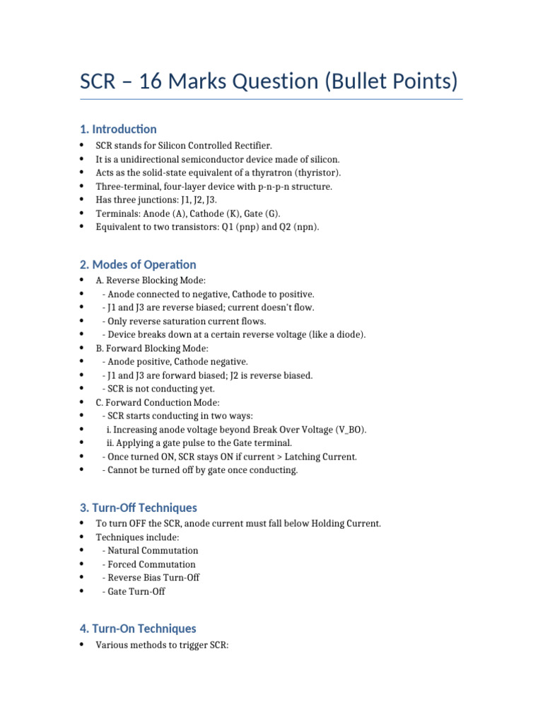 SCR 16marks Bullet Points | PDF | Power (Physics) | Computer Engineering