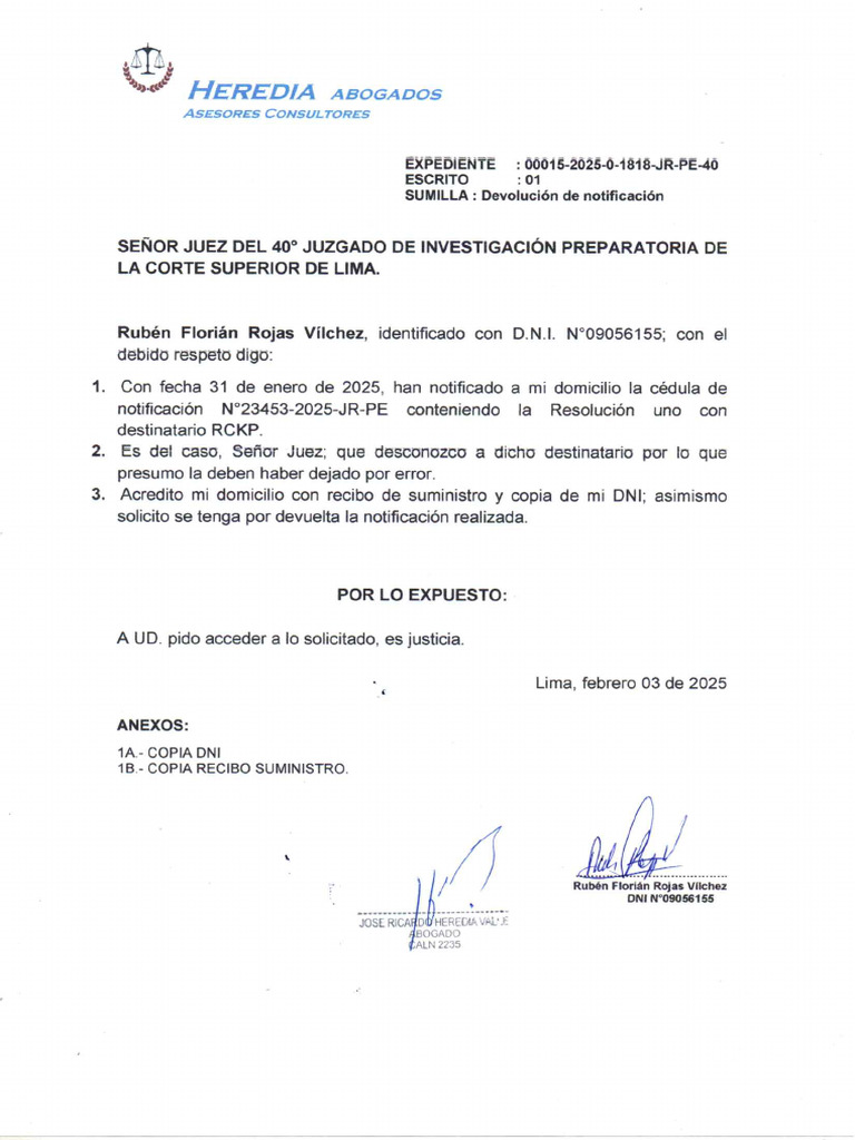 Escrito Devolucion Cedula | PDF