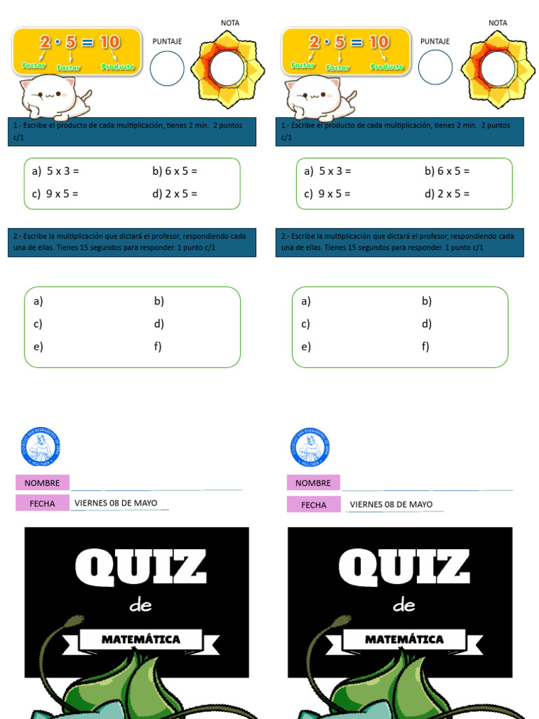 Quiz Tabla Del 5 | PDF