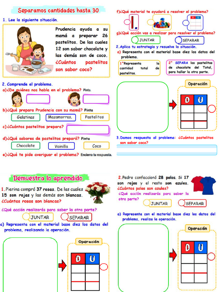 2do_U3_Mat_FICHAS_ SEPARAMOS CANTIDADES HASTA EL 30 MAESTRA | PDF