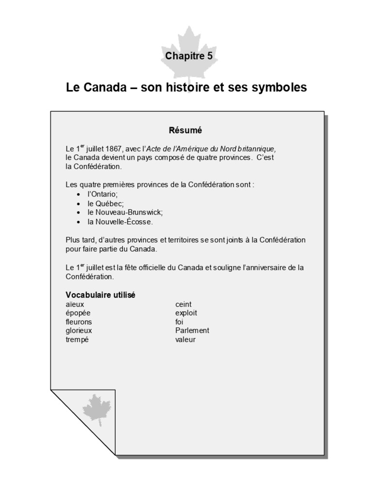 Hymne et symboles du Canada | PDF | Canada | Provinces et territoires ...
