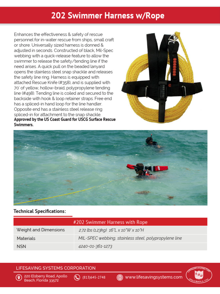 202 Swimmer Harness With Line | PDF | Equipment