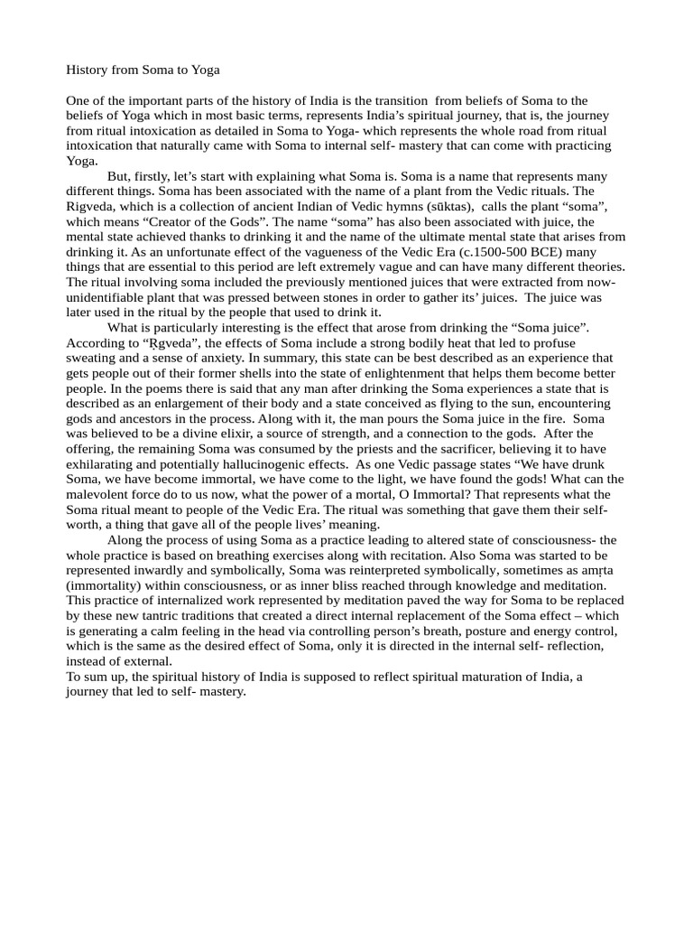 History From Soma To Yoga | PDF | Yoga | Vedas