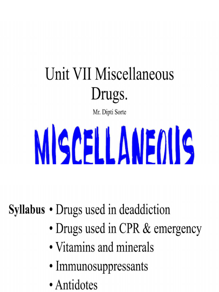 Miscellaneous Drugs Nursing | PDF