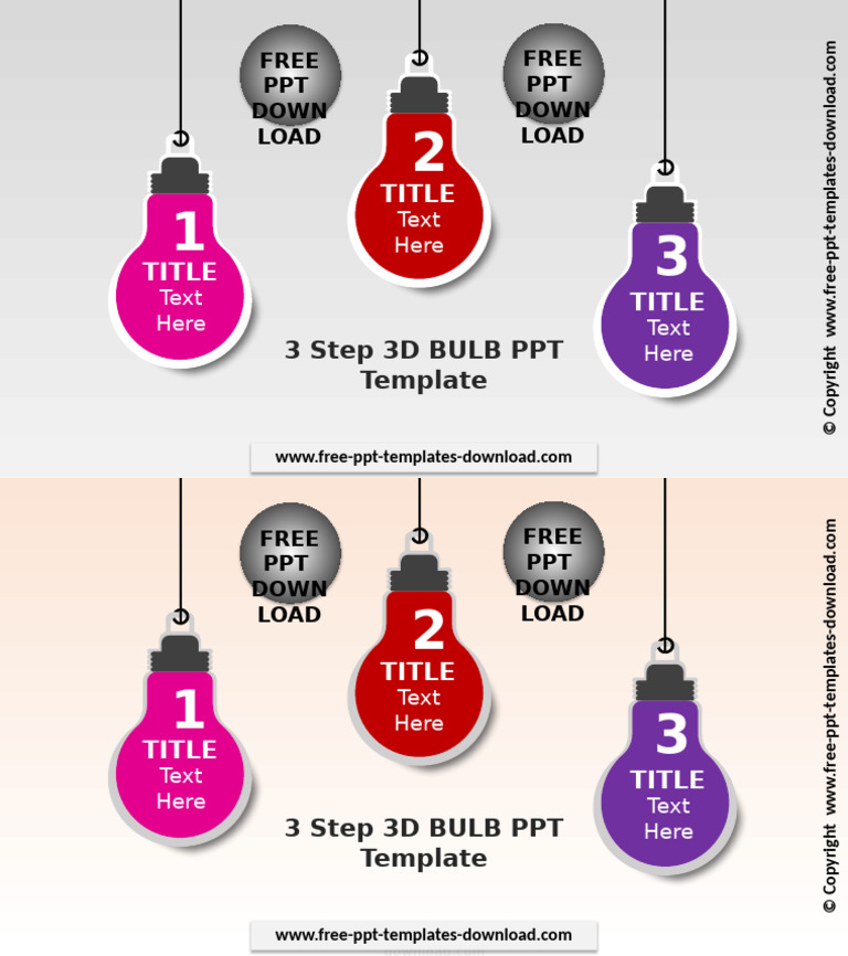 3 Step 3D BULB PPT Template | PDF