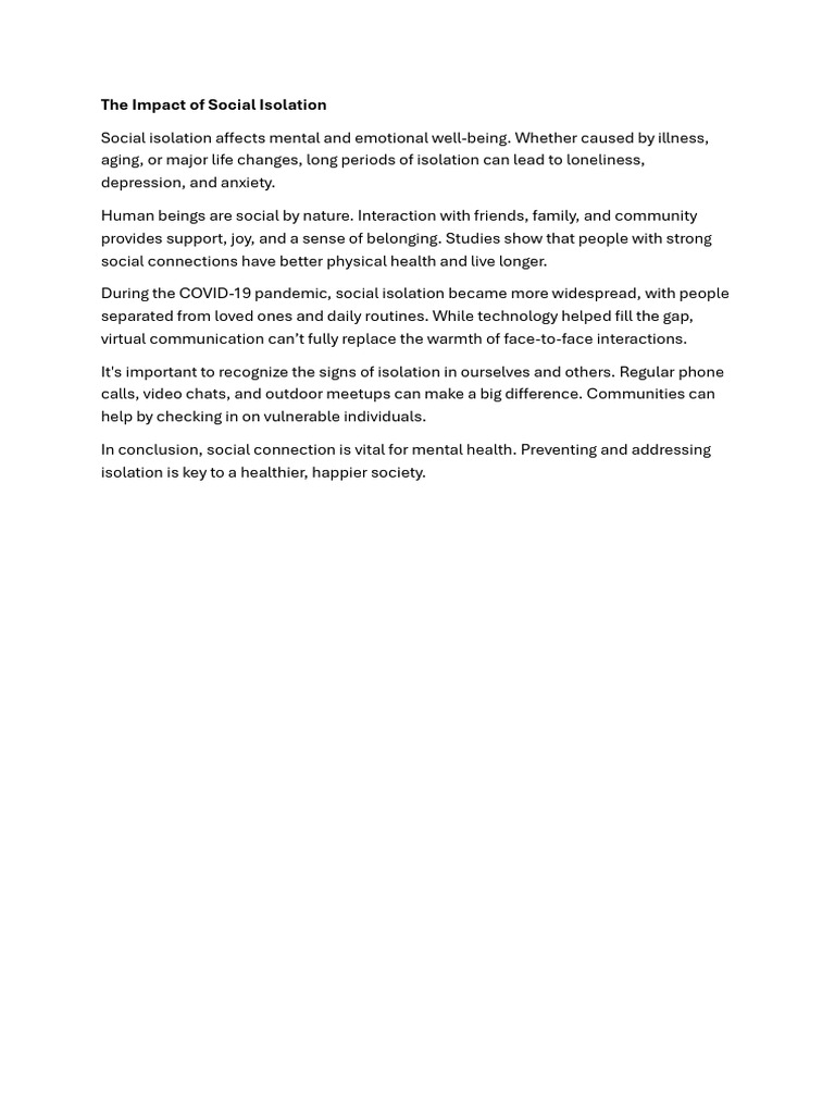 Effects of Social Isolation on Well-Being | PDF