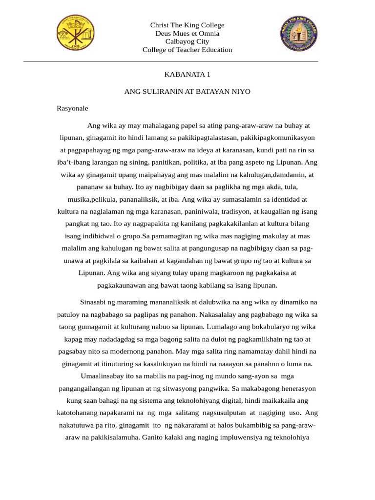 Kabanata 1 | PDF