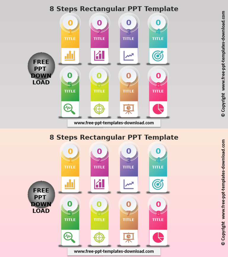 8 Steps Rectangular PPT Template | PDF