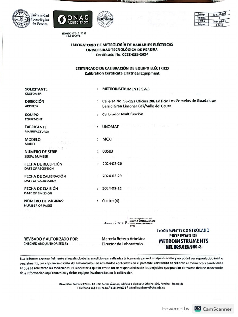 Certificado No - CCEE-055-2024 | PDF
