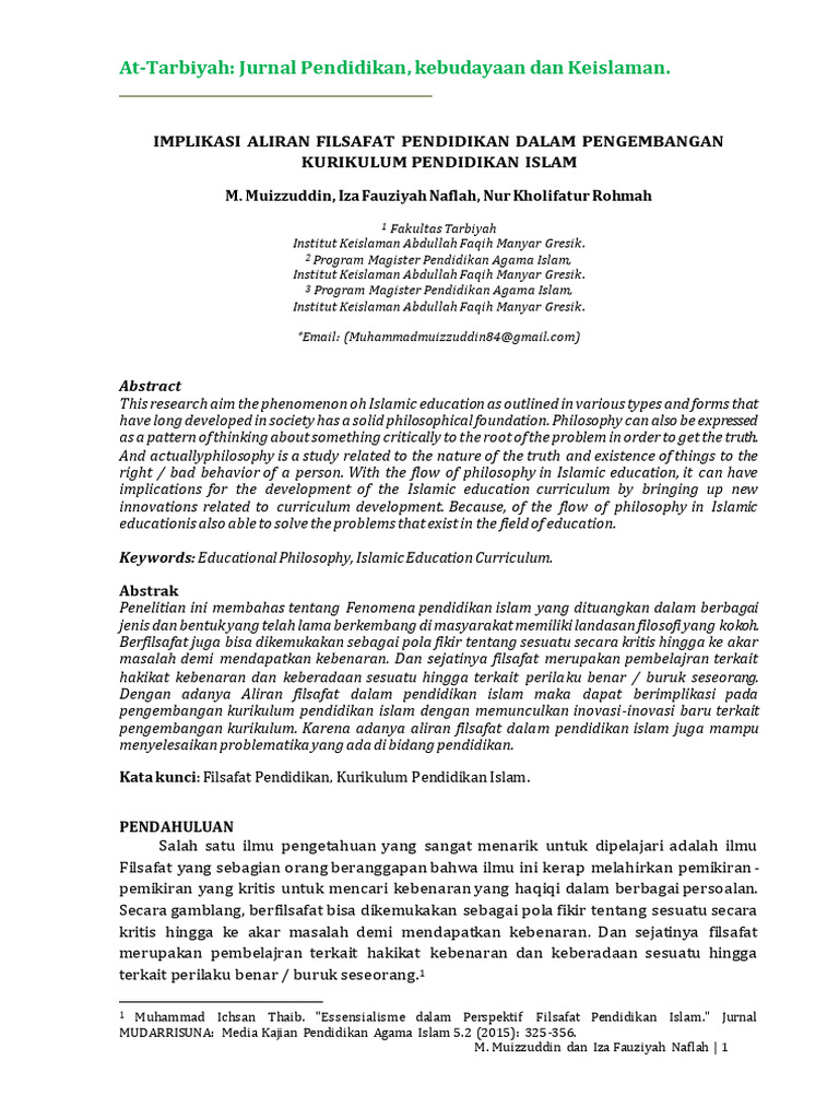 Implikasi+Aliran+Filsafat+Pendidikan+Dalam+Pengembangan+Kurikulum+Pendidikan+Islam | PDF