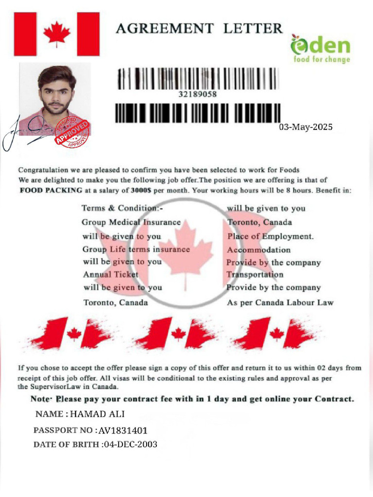 Agreementletter Hamad Ali$@ | PDF