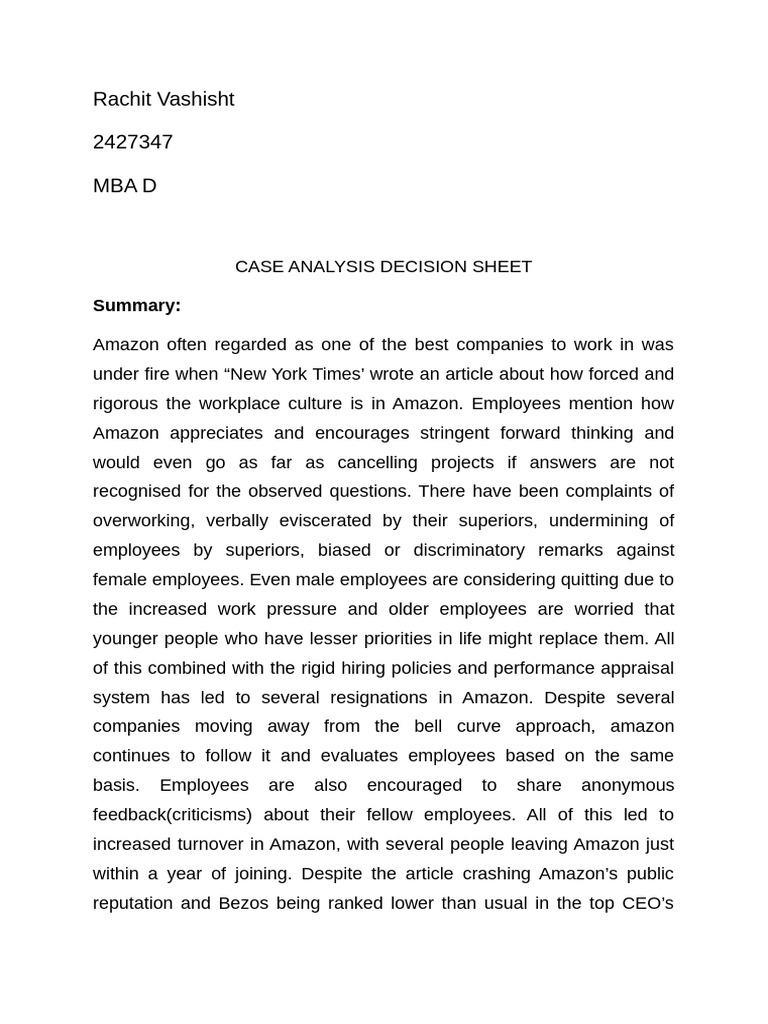 Amazon's Workplace Culture Challenges | PDF | Performance Appraisal ...
