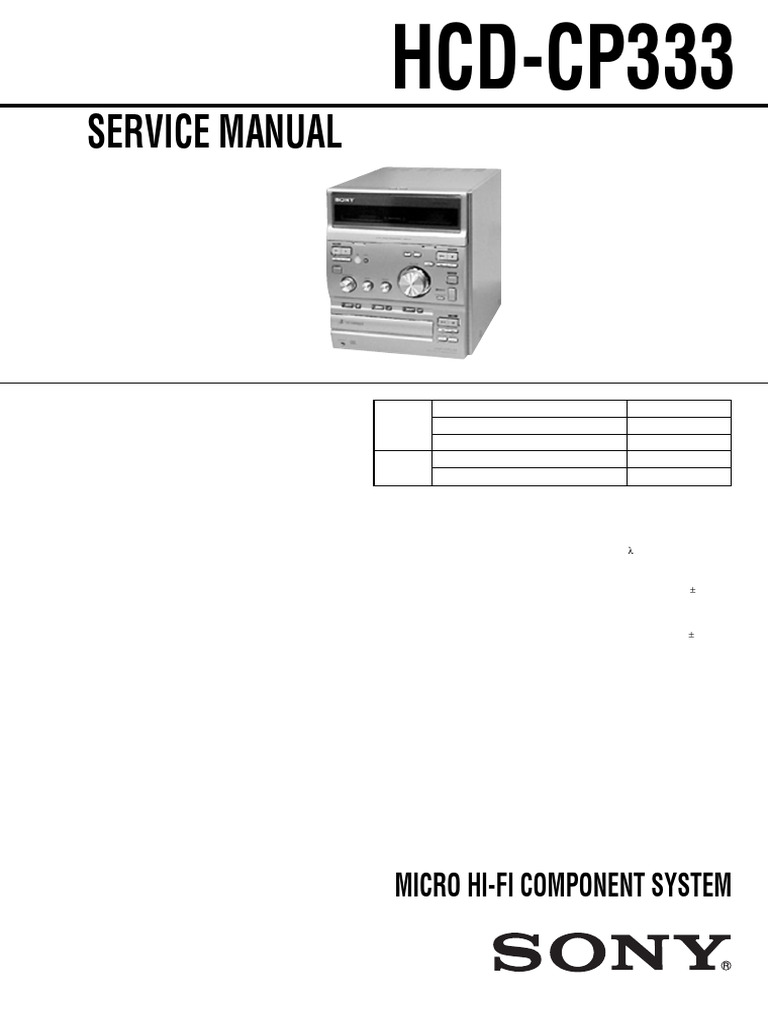 sony_hcd-cp333_ver1.1 | PDF | Electronic Engineering | Electromagnetism