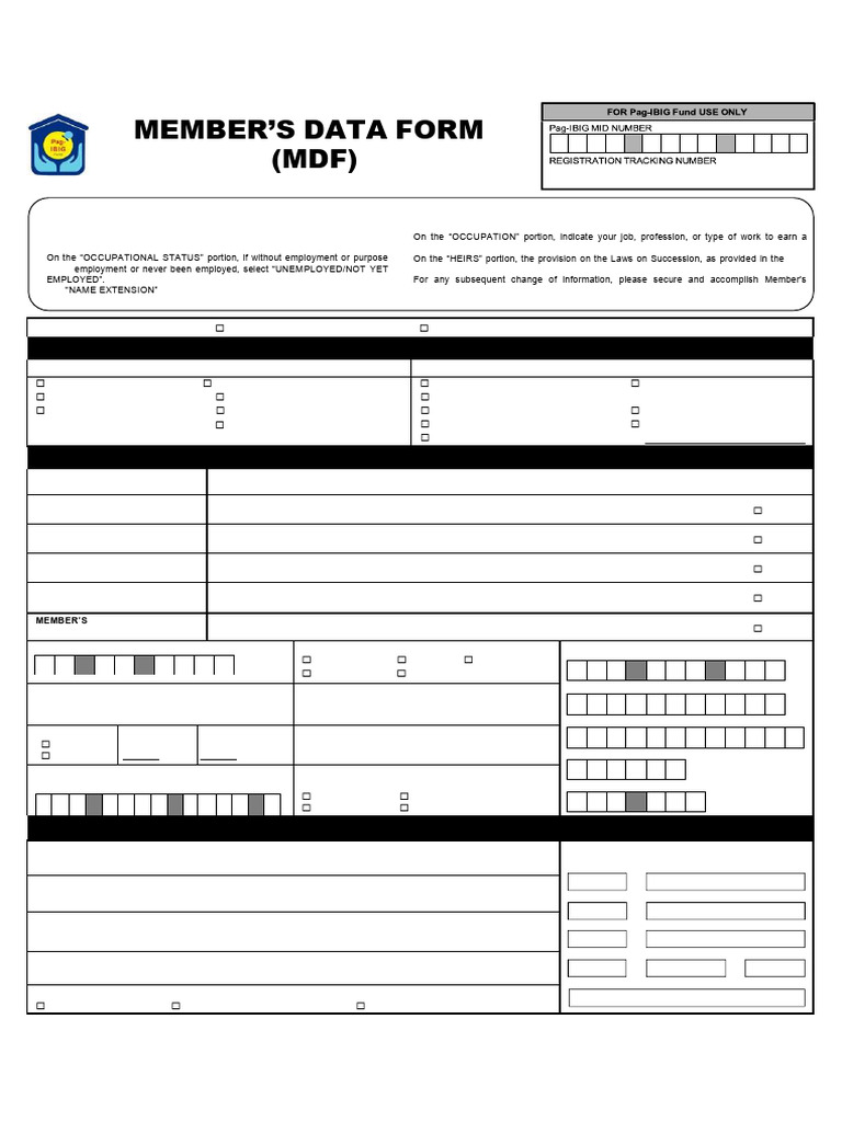 Pag-IBIG Member's Data Form Instructions | PDF