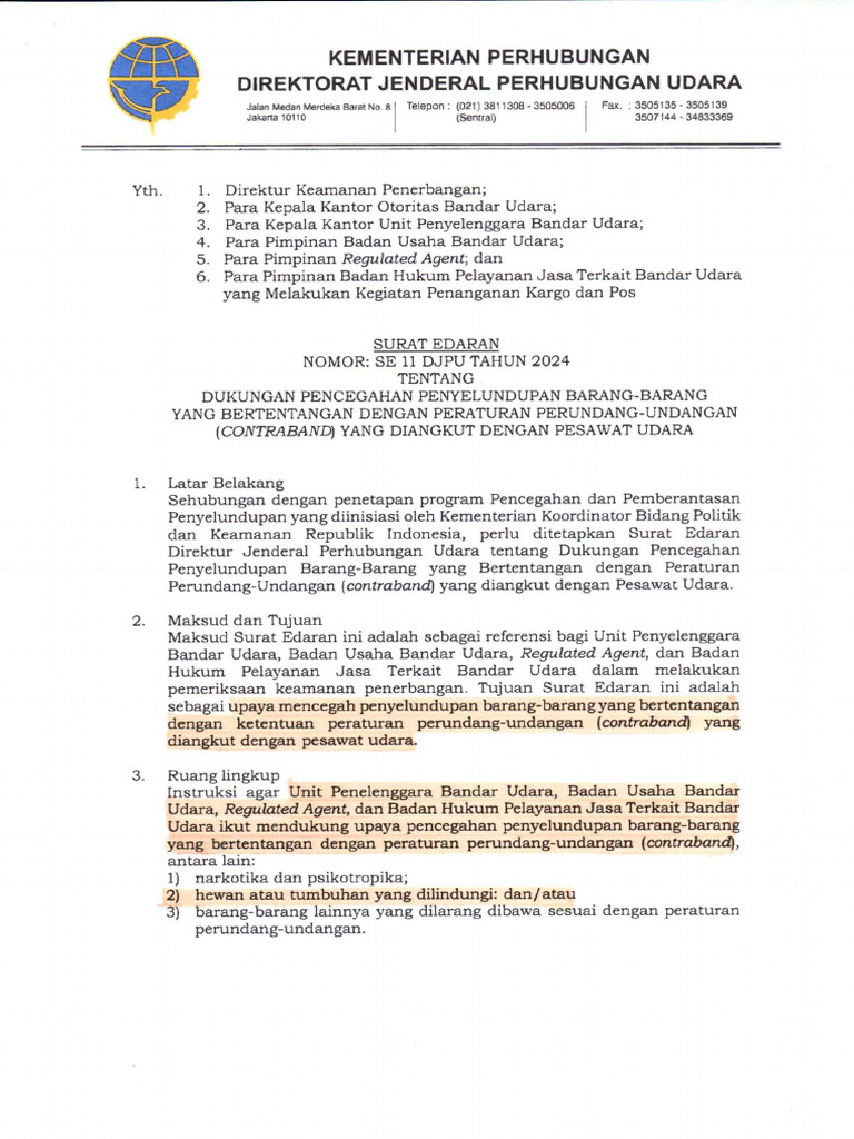 SE Dirjen Perhub Udara 2024 | PDF