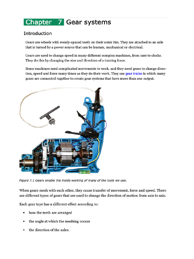 TechnologyGr9Chapter 7 Gear Systems | PDF