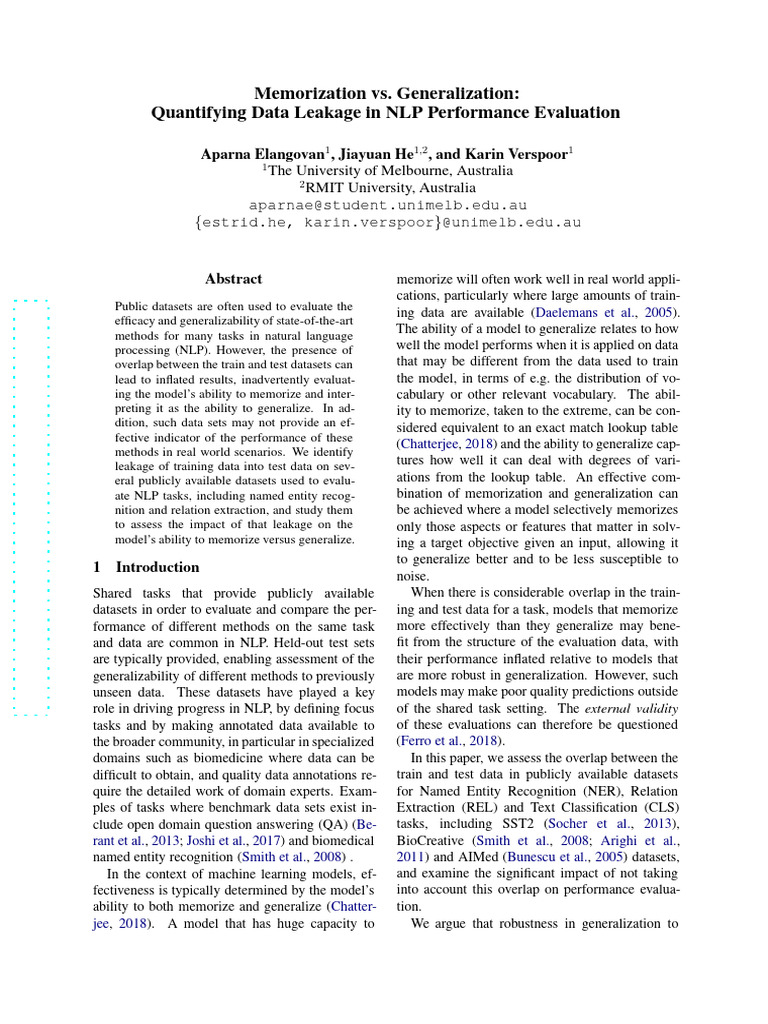 Memorization Vs Generalization Quantifying Data Le | PDF | Lymphoma