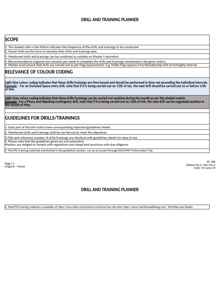 SF - 19B Drill and Training Planning - Oil-Chem Tankers | PDF | Ships | Shipping