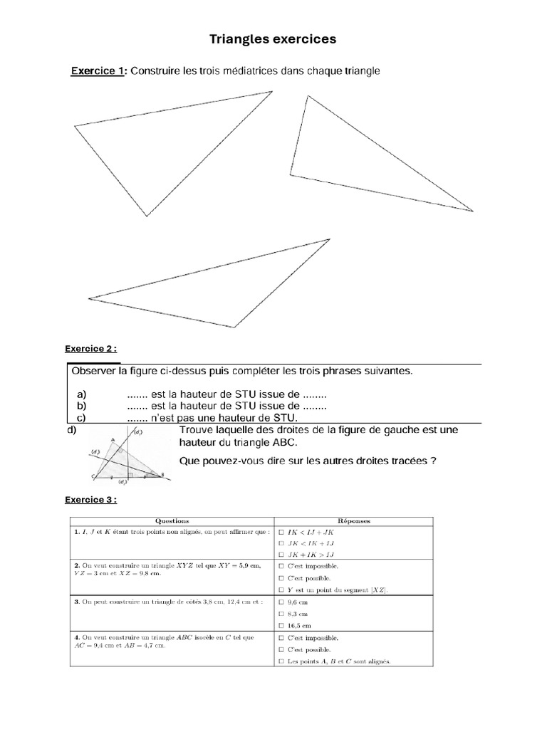 Exercices Triangles Droites | PDF