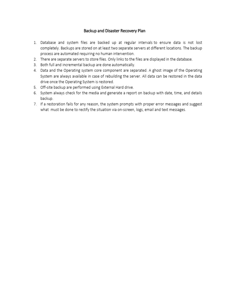 Backup and Disaster Recovery Overview | PDF