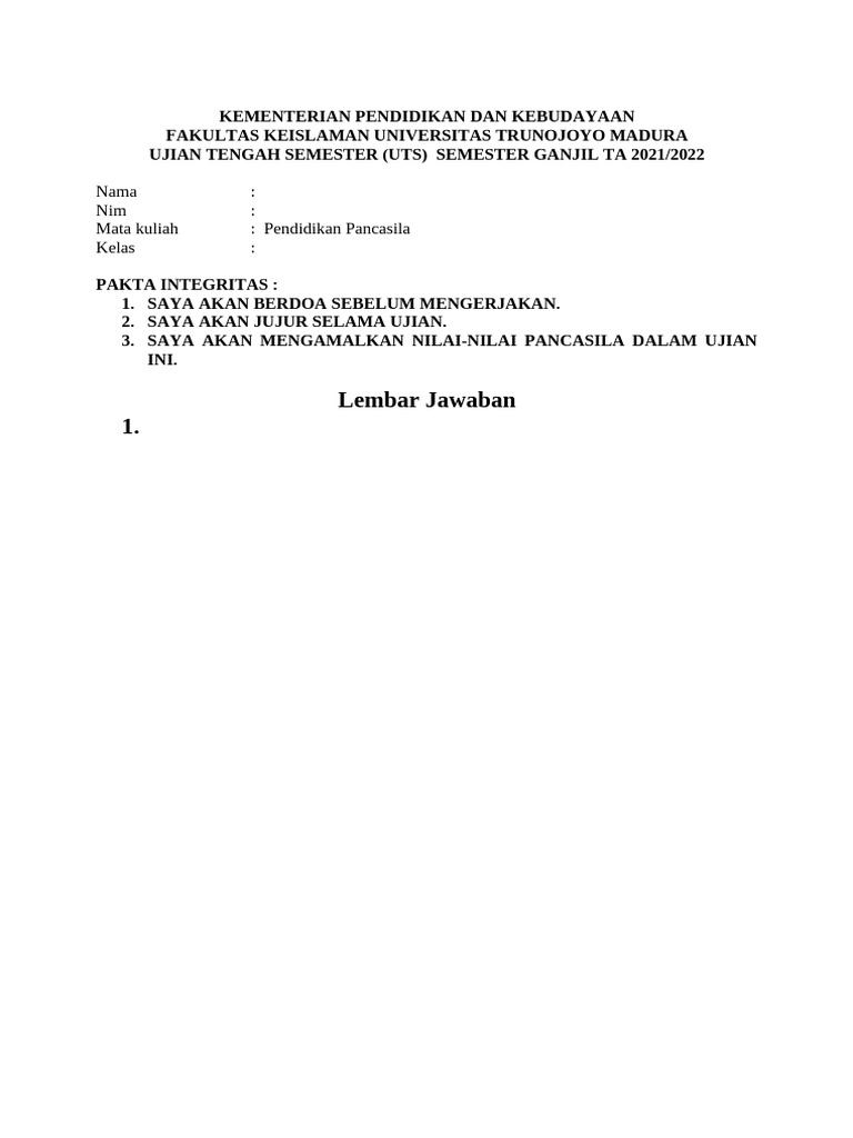 Template Jawaban Uts | PDF