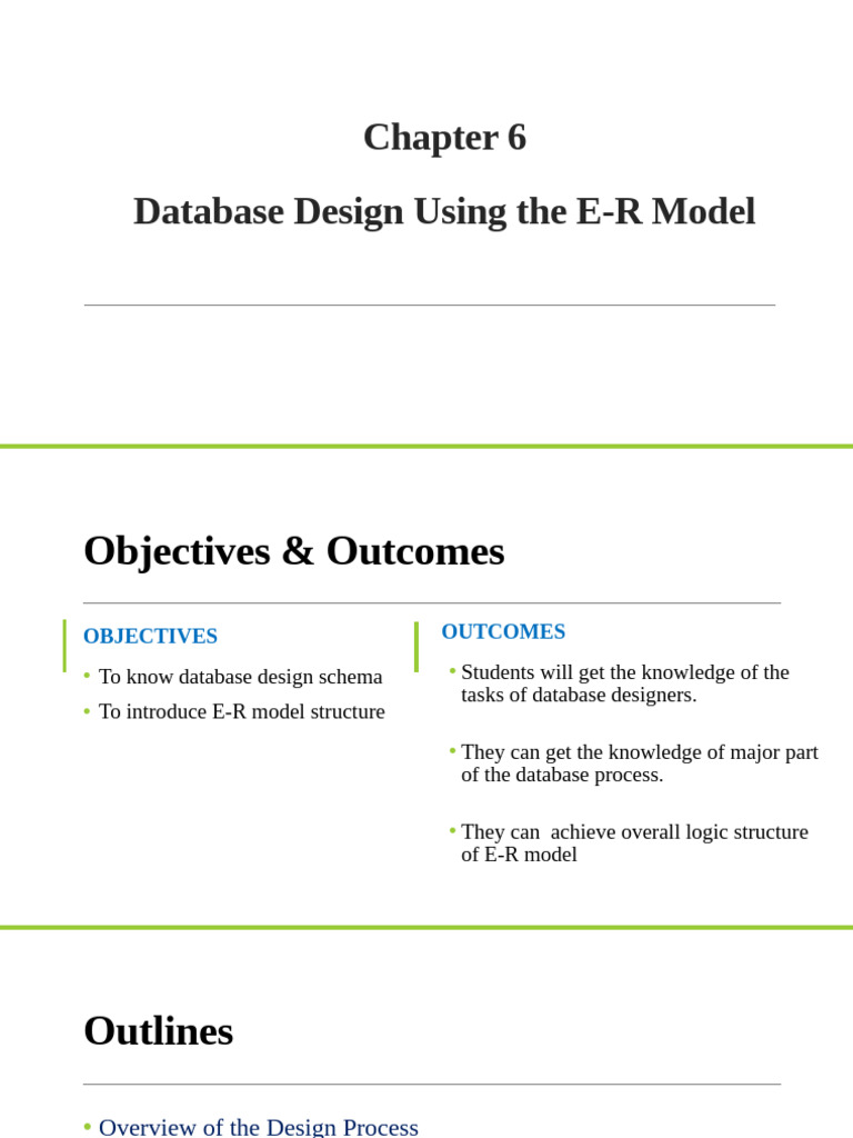 2124 - Database Design Using The E-R Model Chapter - 6 Lecture | PDF | Conceptual Model | Databases