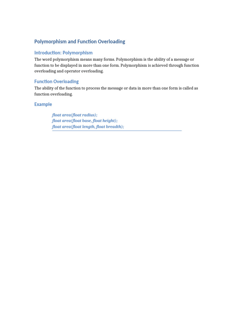 Polymorphism and Function Overloading | PDF