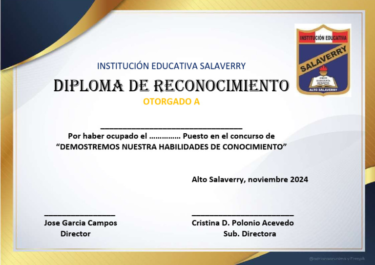 Modelo - Diploma de Reconocimiento | PDF