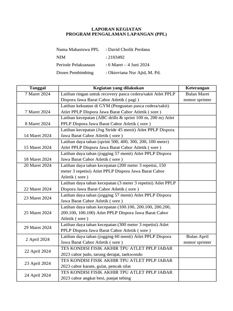 Laporan Magang Individu David | PDF