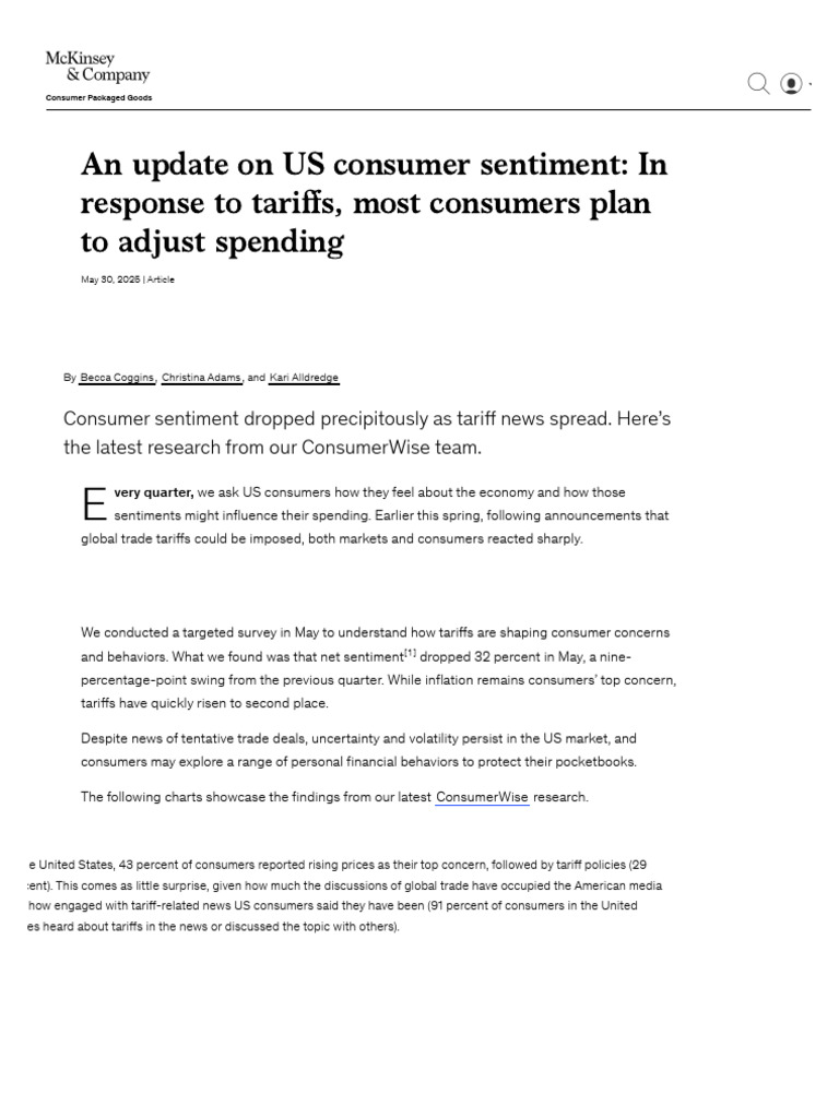 2025 McKinsey Consumer Sentiment Update | PDF | Inflation | Millennials