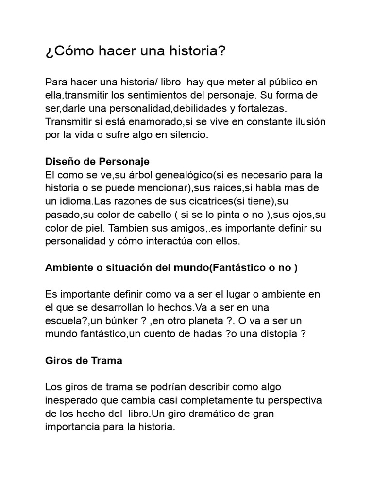 ¿Cómo Hacer Una Historia | PDF