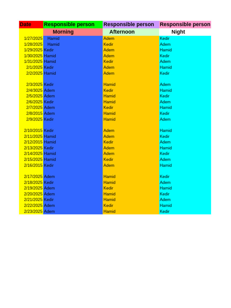 Monthly Schedule | PDF