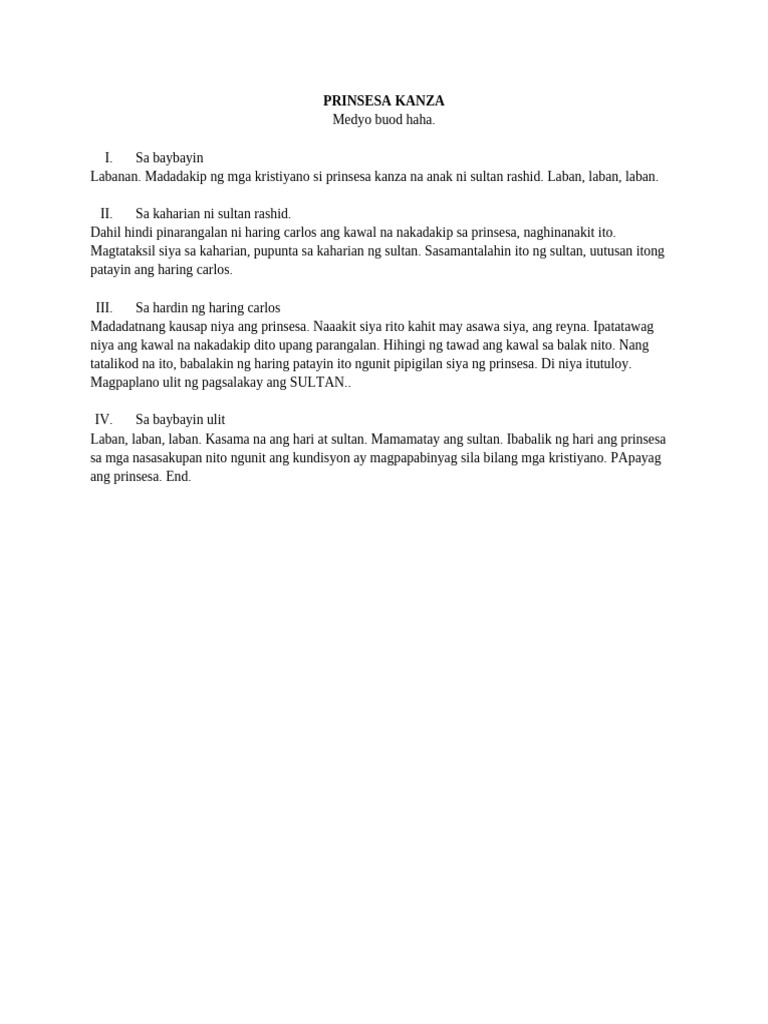 Prinsesa Kanza - Komedya | PDF